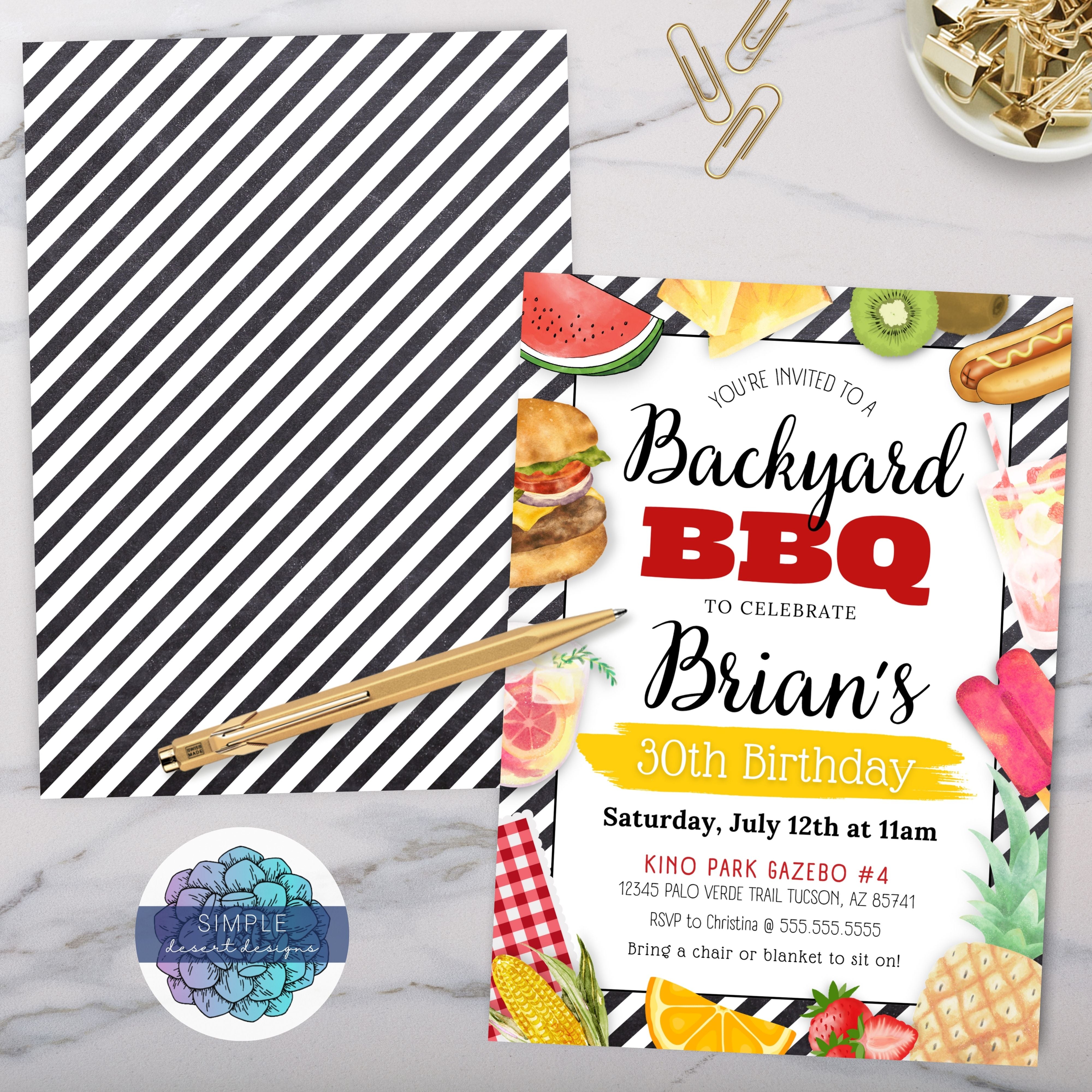 Barbeque Birthday Party Invitation – Simple Desert Designs