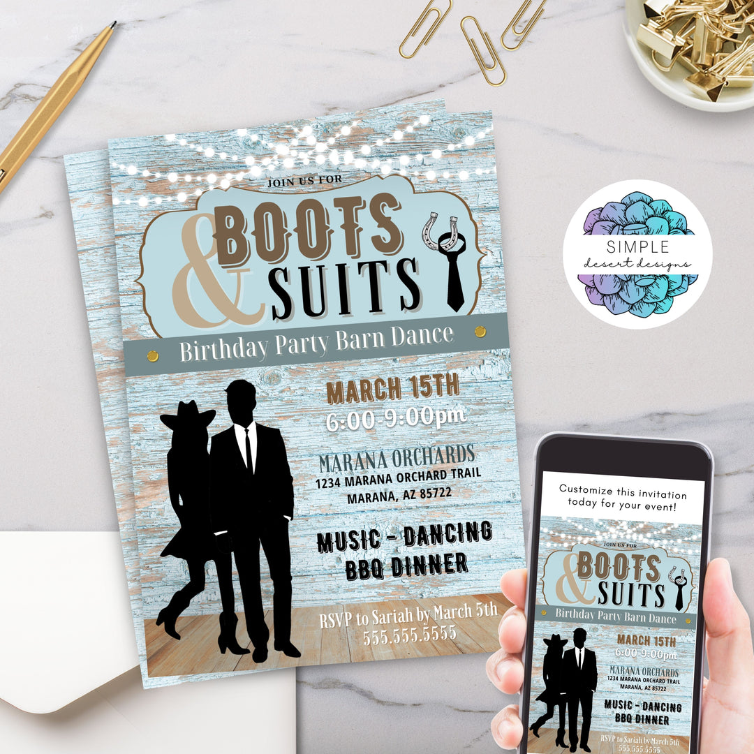 Barn Dance Birthday Party Invitation | Simple Desert Designs