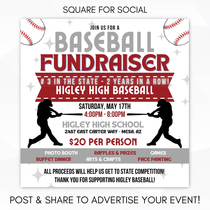 Baseball Fundraiser Flyer Invitation Bundle | Simple Desert Designs