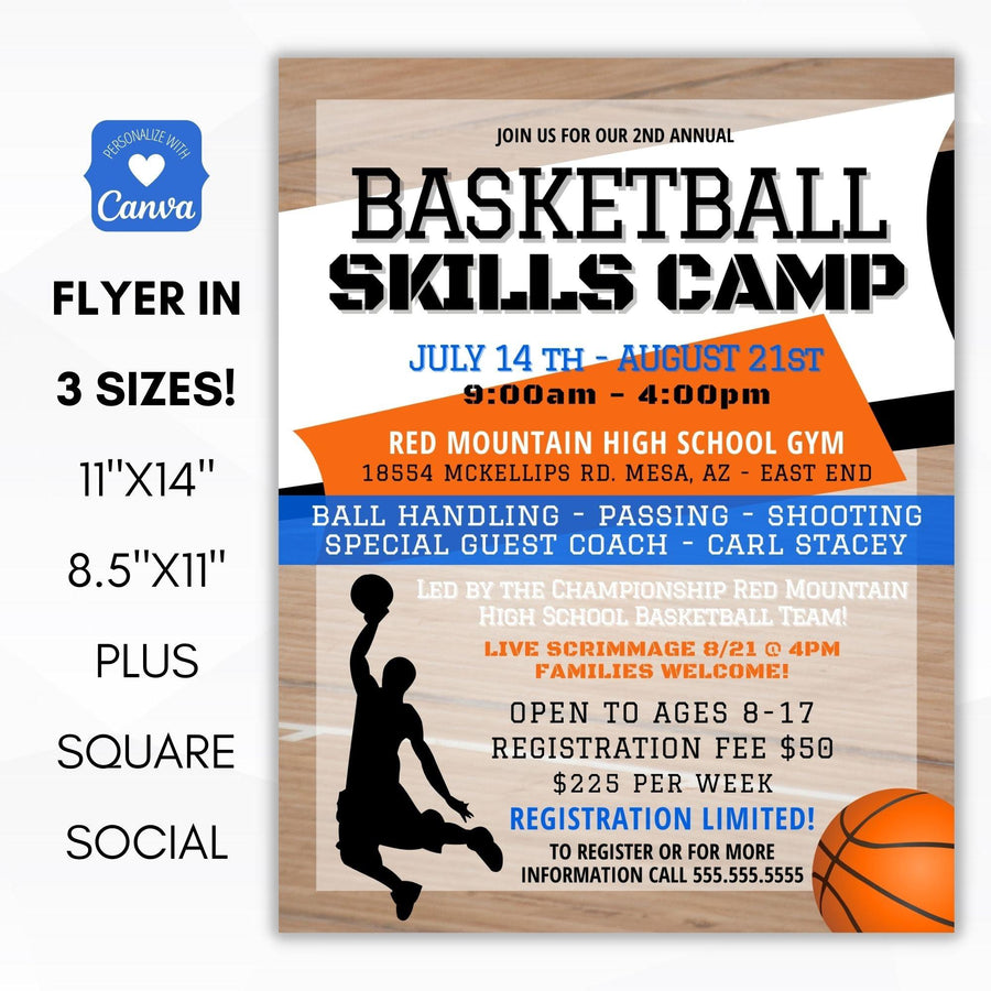 Basketball Skills Camp Flyers Set – Simple Desert Designs
