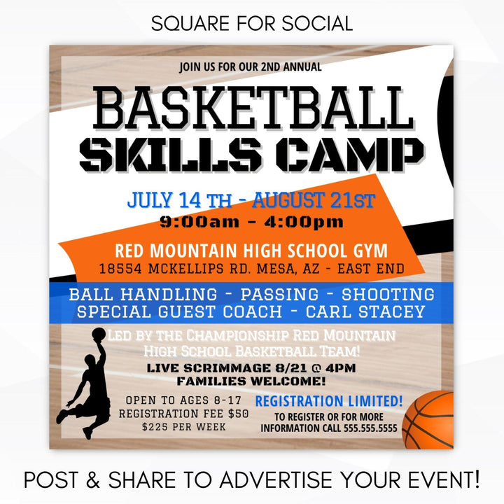 Basketball Skills Camp Flyers Set – Simple Desert Designs
