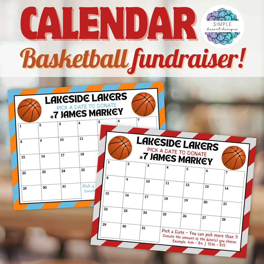 Basketball Cash Calendar Fundraiser Flyer – Simple Desert Designs