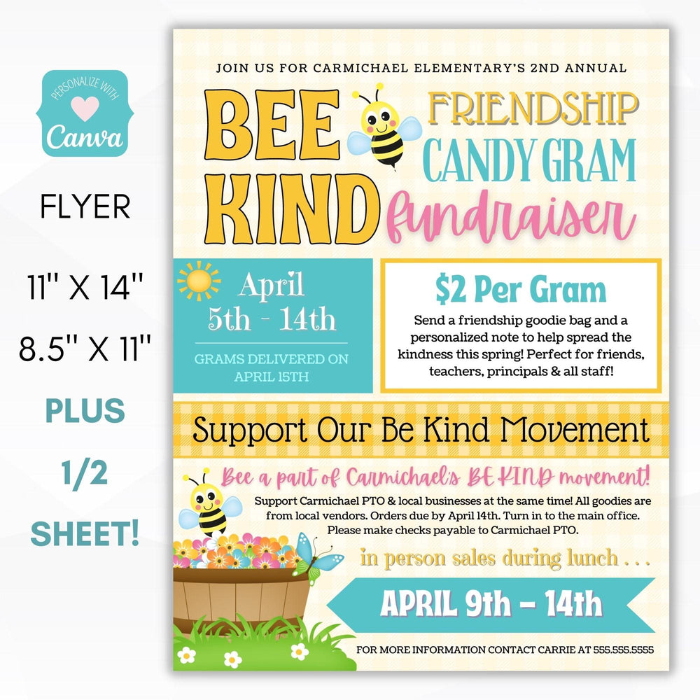 Be Kind Candy Gram Fundraiser Flyer Set | Simple Desert Designs