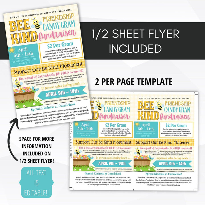 Be Kind Candy Gram Fundraiser Flyer Set – Simple Desert Designs