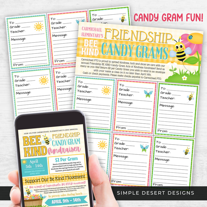 Bee Kind Candy Gram Fundraiser Bundle – Simple Desert Designs
