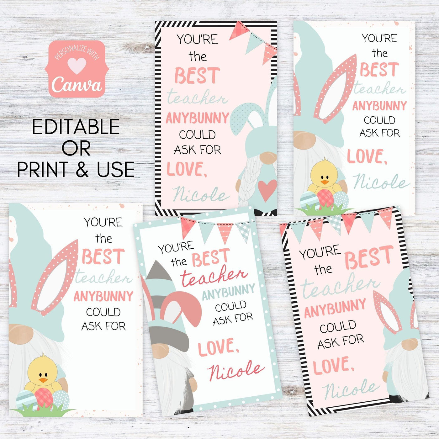 Editable Easter Teacher Gift Tags - Simple Desert Designs