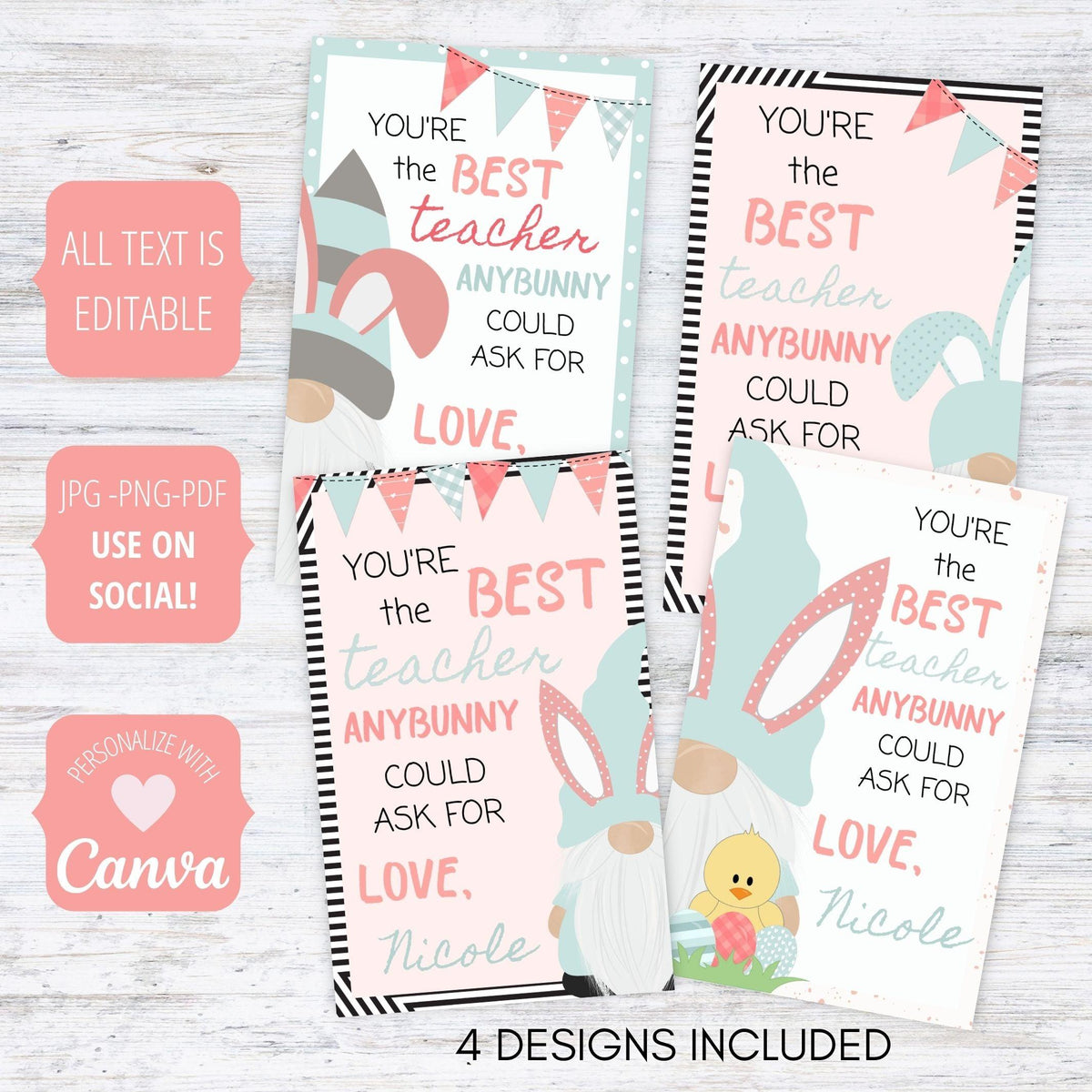 Editable Easter Teacher Gift Tags - Simple Desert Designs