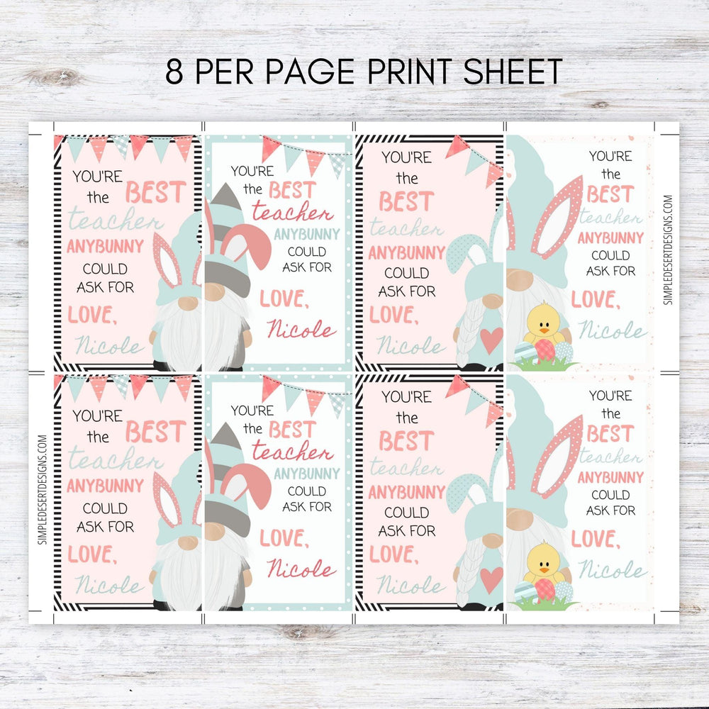 Editable Easter Teacher Gift Tags - Simple Desert Designs