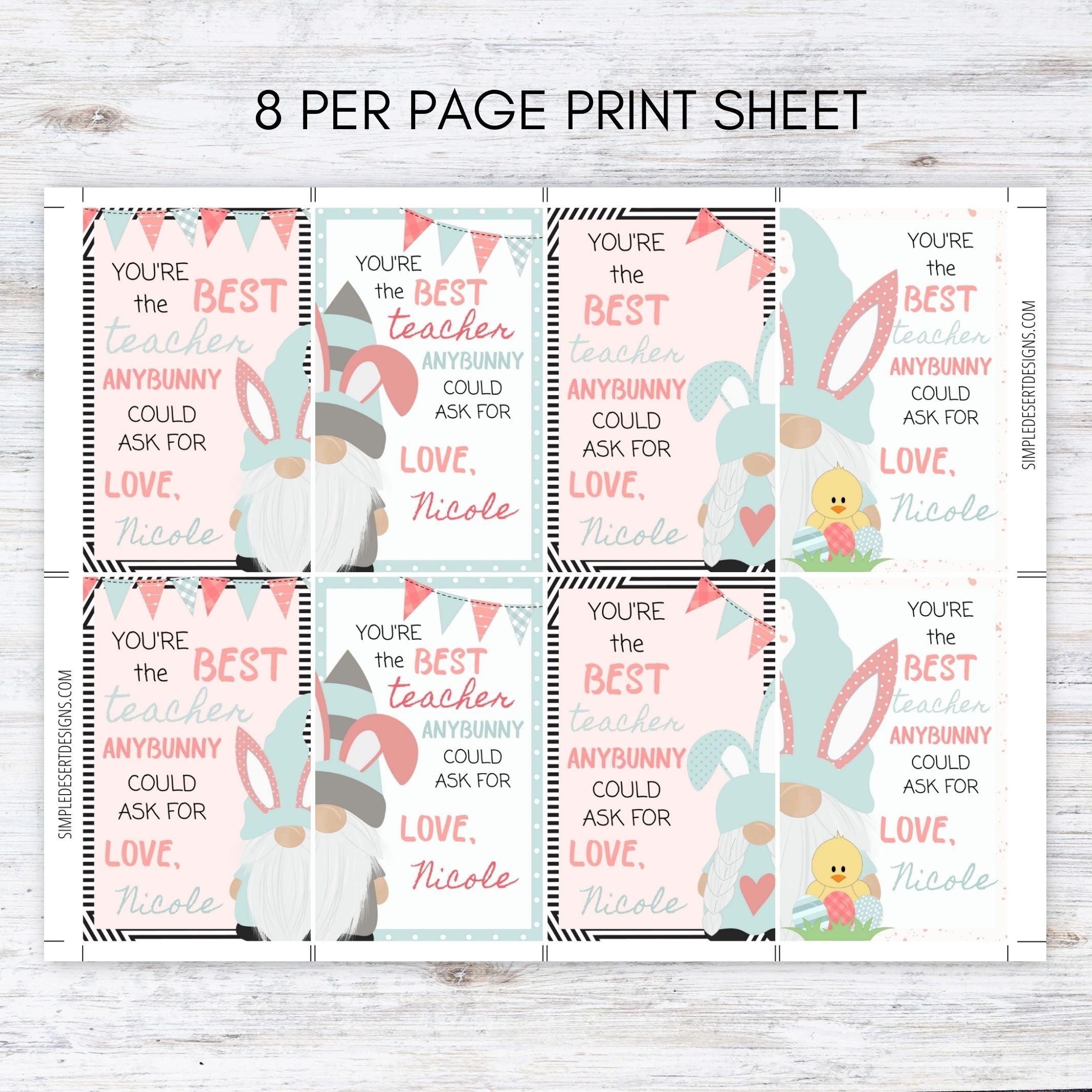 Editable Easter Teacher Gift Tags - Simple Desert Designs