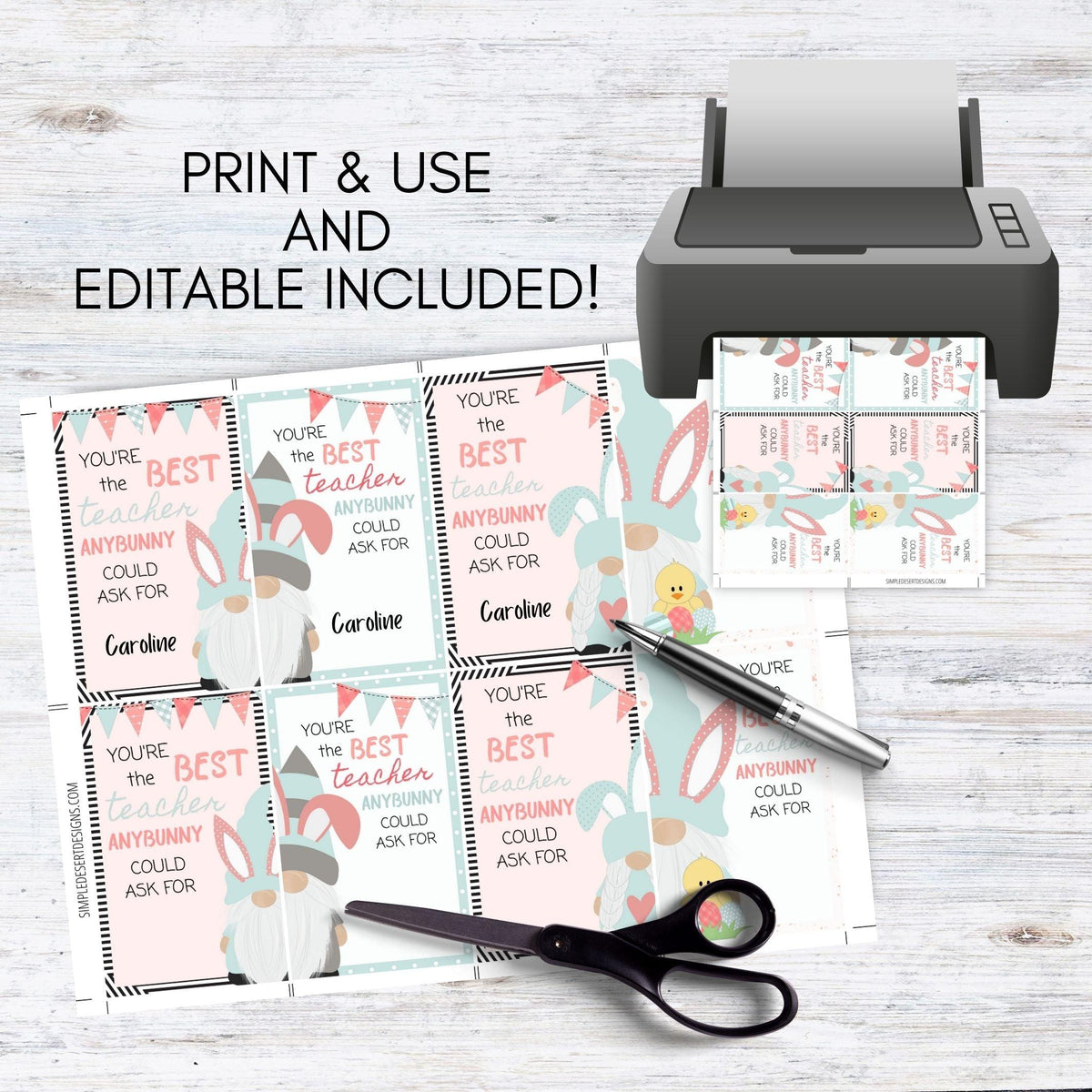 Editable Easter Teacher Gift Tags - Simple Desert Designs