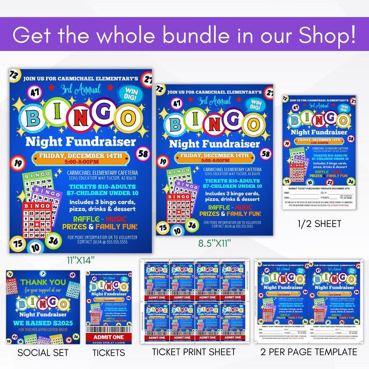 Bingo Fundraiser Event Flyer Set | Simple Desert Designs