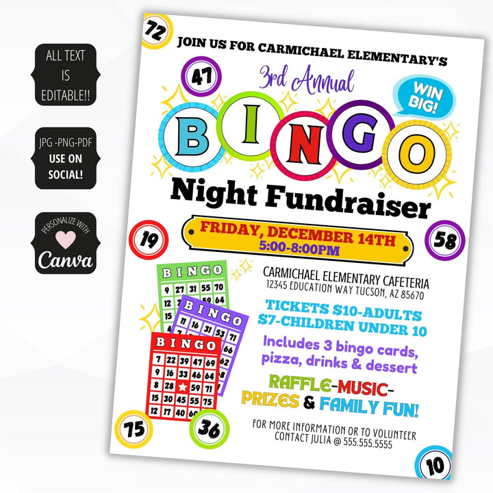 Bingo Fundraiser Flyer Set – Simple Desert Designs