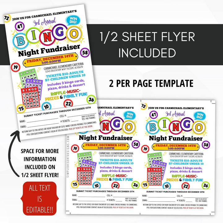 Bingo Fundraiser Flyer Ticket Bundle | Simple Desert Designs