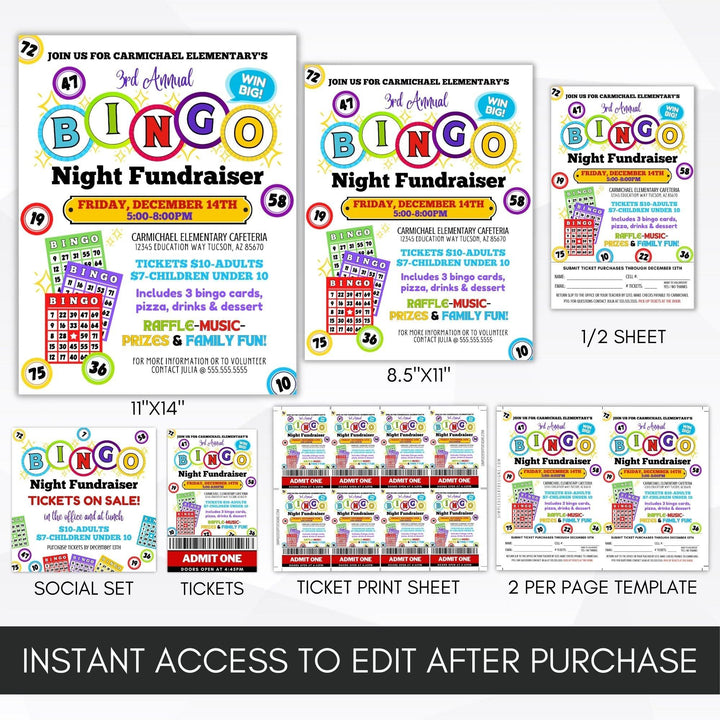 Bingo Fundraiser Flyer Ticket Bundle | Simple Desert Designs