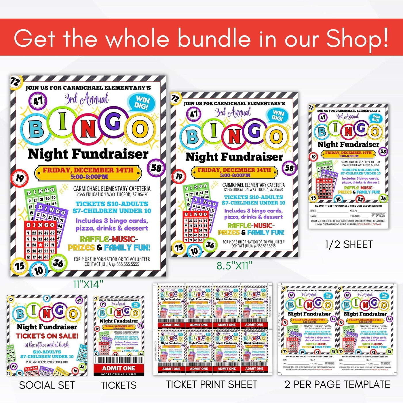 Bingo Night Fundraiser Flyer Template - Simple Desert Designs