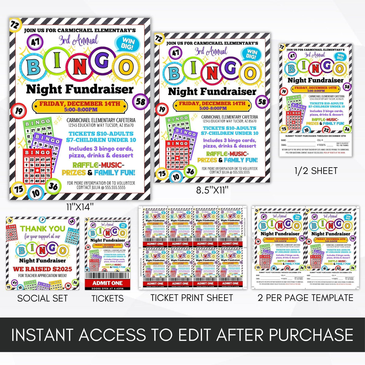 Bingo Fundraiser Flyer & Ticket Bundle - Simple Desert Designs