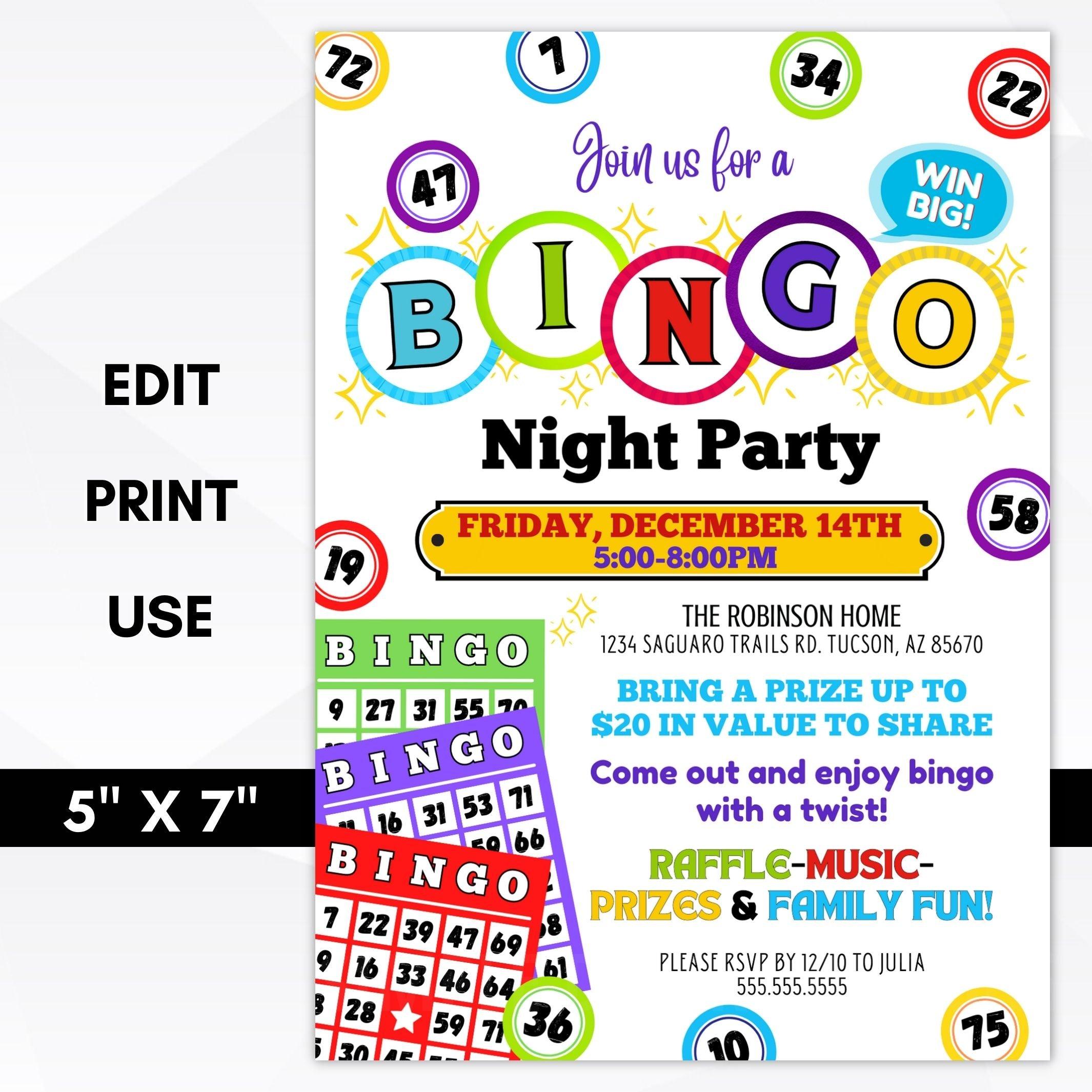 Bingo Night Party Invitation – Simple Desert Designs