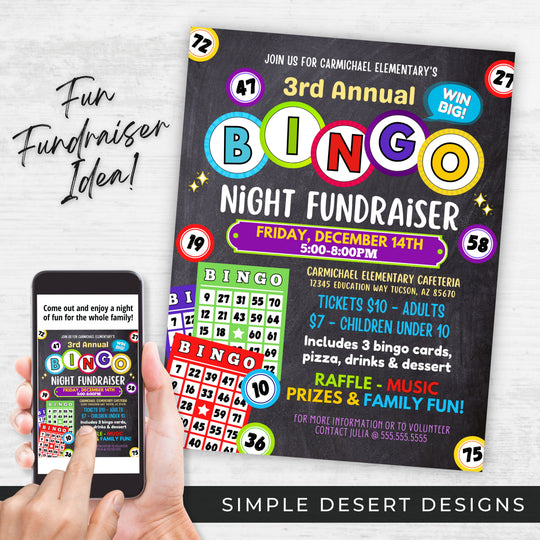 Bingo For Fundraising Flyer Set – Simple Desert Designs