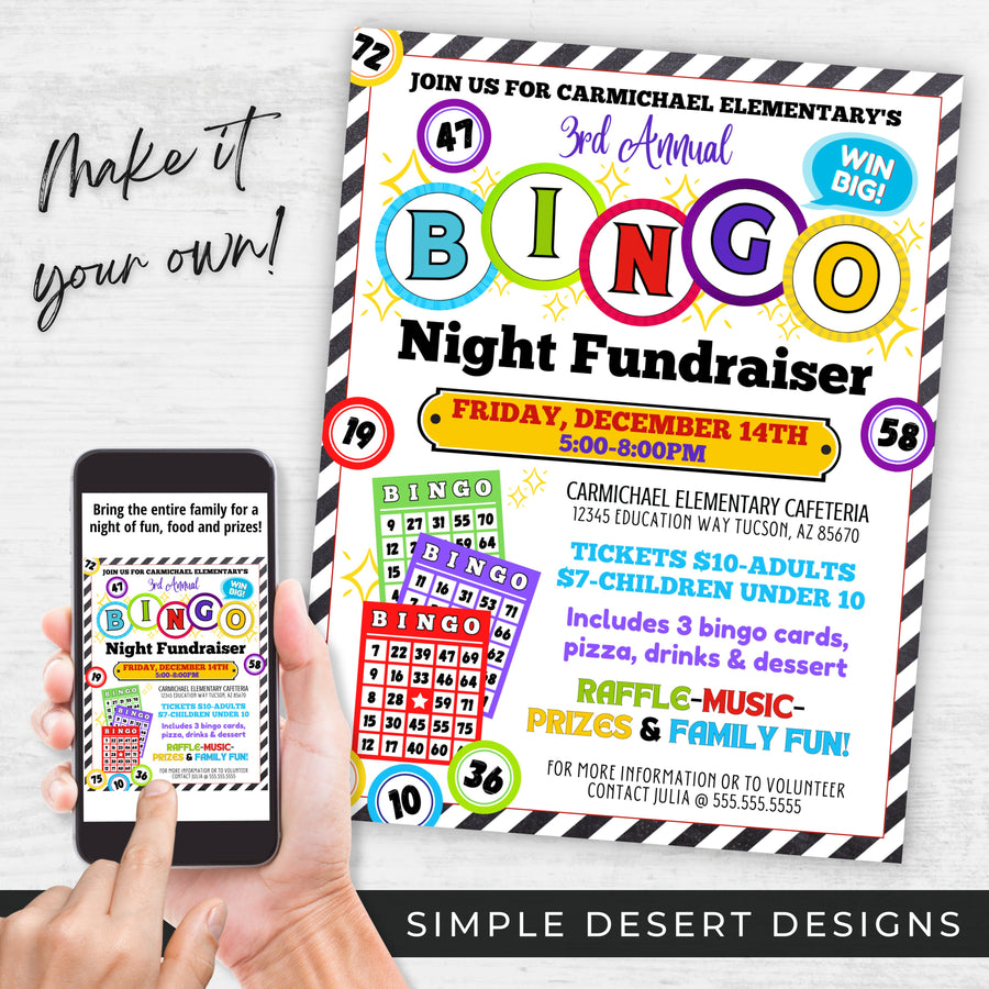 Bingo Night Fundraiser Flyer Set – Simple Desert Designs