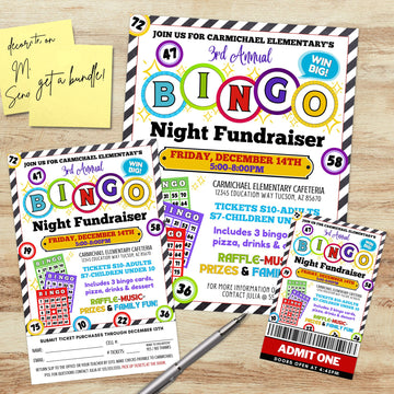 Bingo Night Fundraiser Flyer Ticket Set – Simple Desert Designs