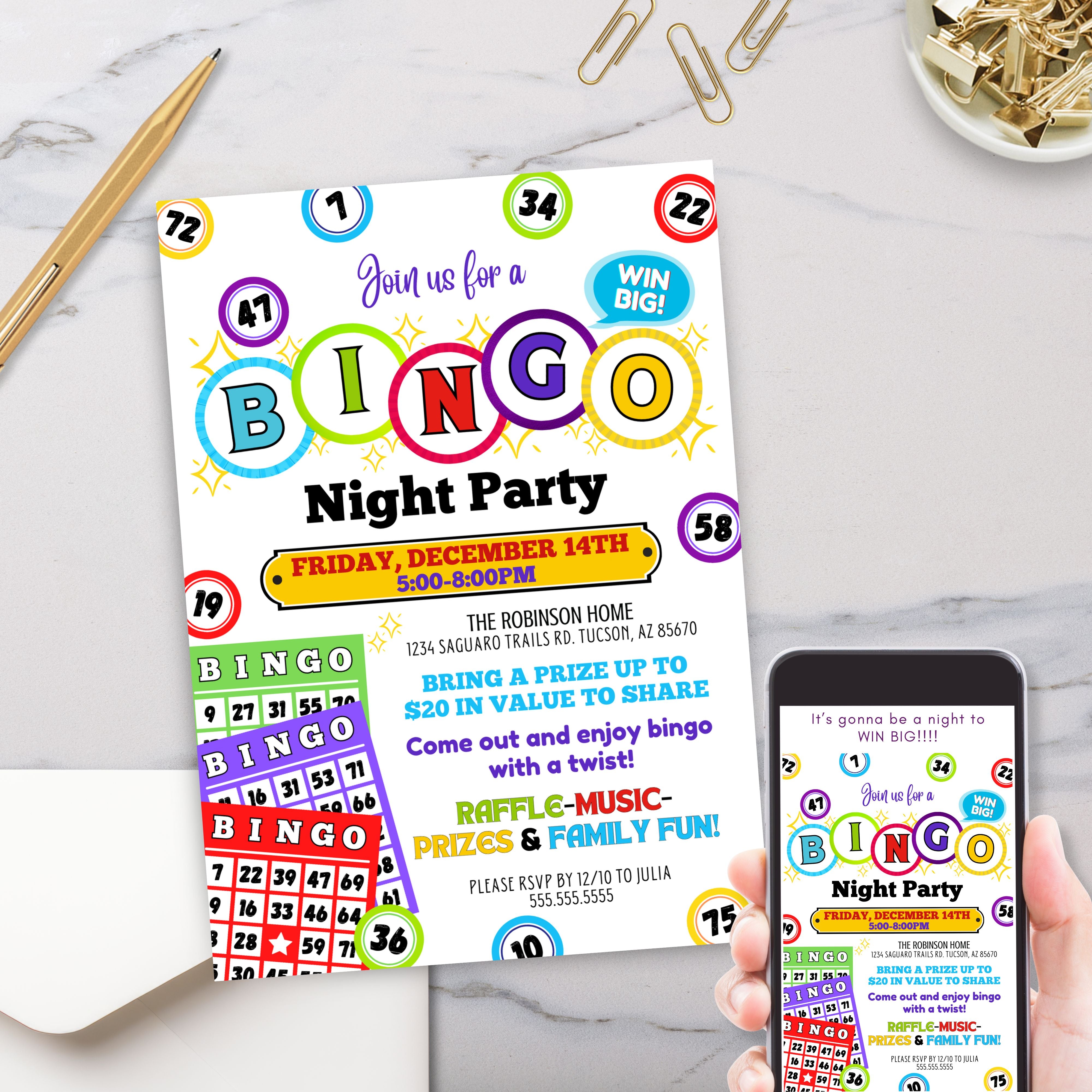 Bingo Night Party Invitation – Simple Desert Designs