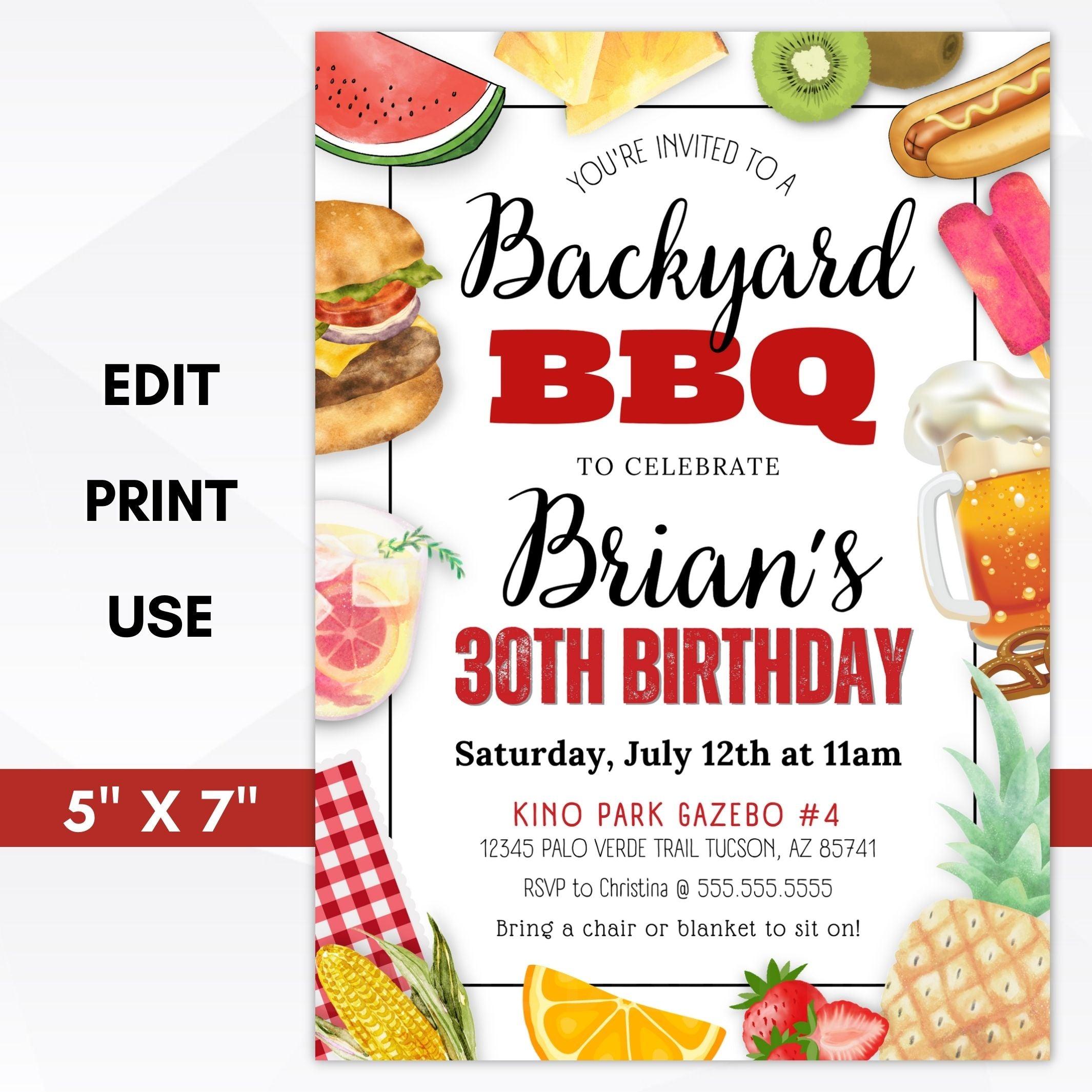 Birthday BBQ Invite Template – Simple Desert Designs