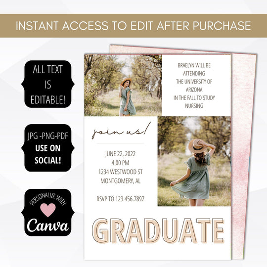 Boho Arch Graduation Announcement Invite – Simple Desert Designs