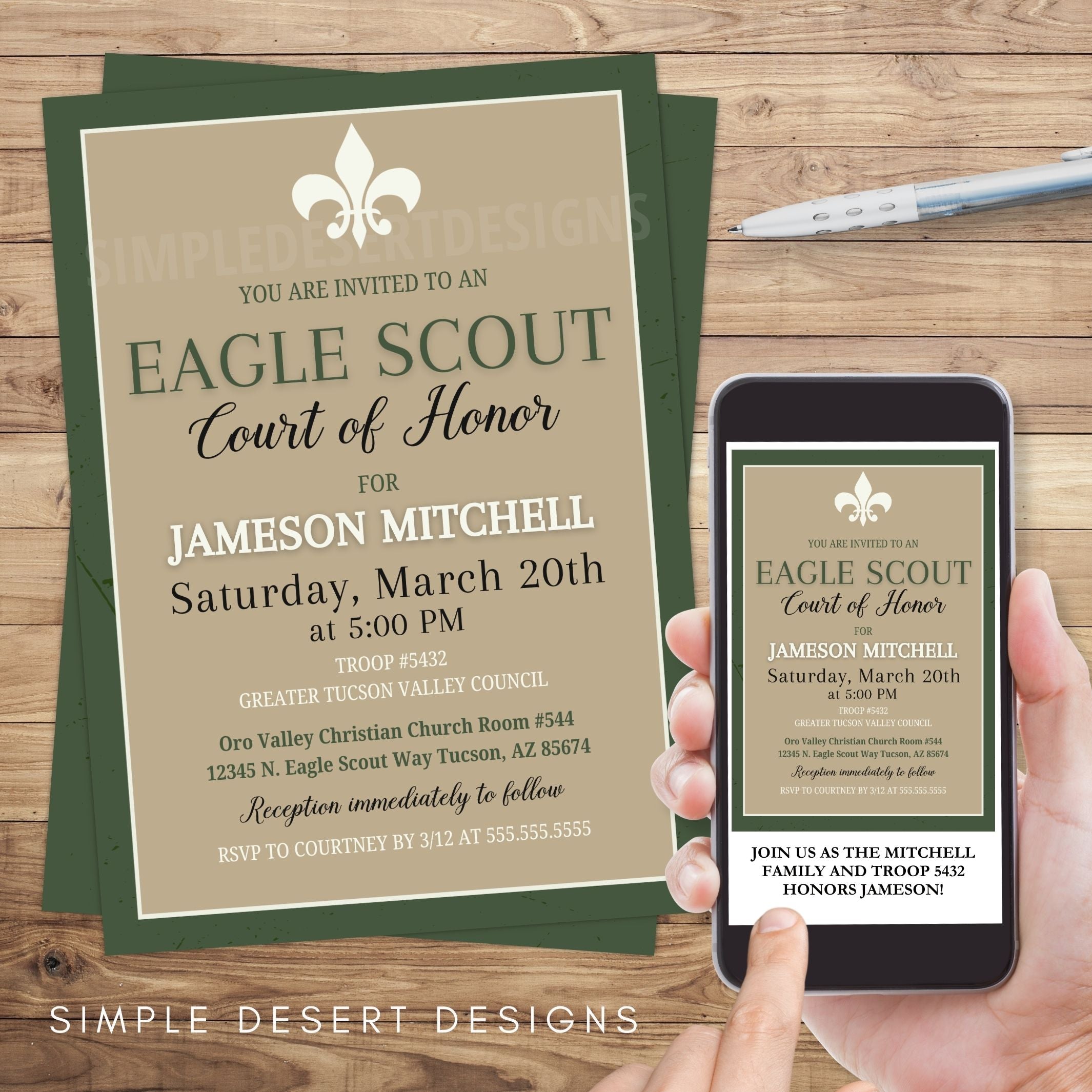 Boy Scouts Court of Honor Invitation – Simple Desert Designs