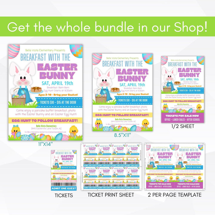 Breakfast With Easter Bunny Flyer Sign Set | Simple Desert Designs