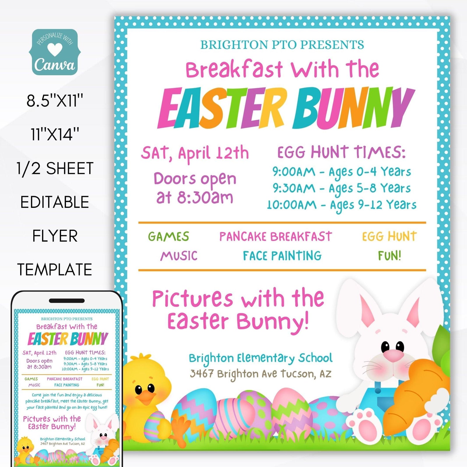 Breakfast with the Easter Bunny Flyer Template - Simple Desert Designs