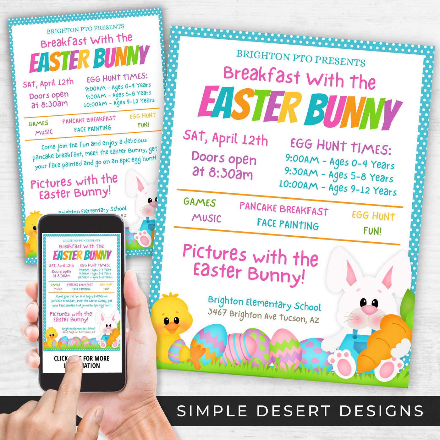 Breakfast with the Easter Bunny Flyer Template - Simple Desert Designs