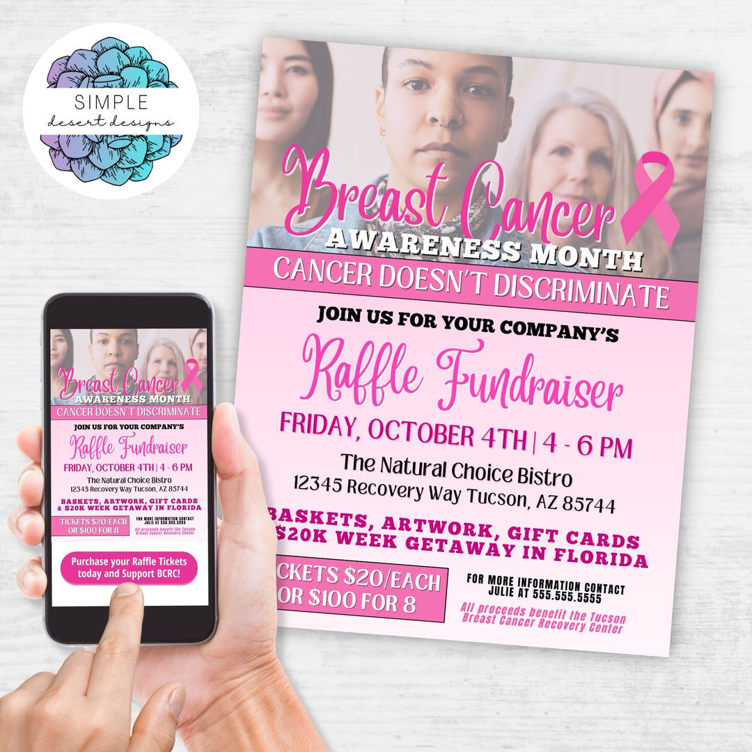 Breast Cancer Awareness Fundraiser Flyers | Simple Desert Designs