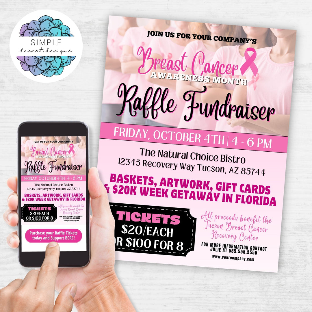 Breast Cancer Fundraiser Event Flyers | Simple Desert Designs