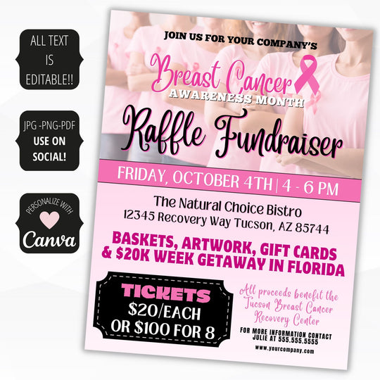 Breast Cancer Fundraiser Event Flyers – Simple Desert Designs