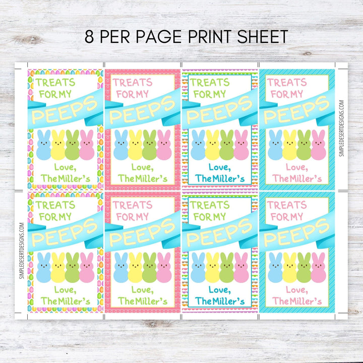 Bright Treats for my Peeps Easter Favor Gift Tags | Simple Desert Designs