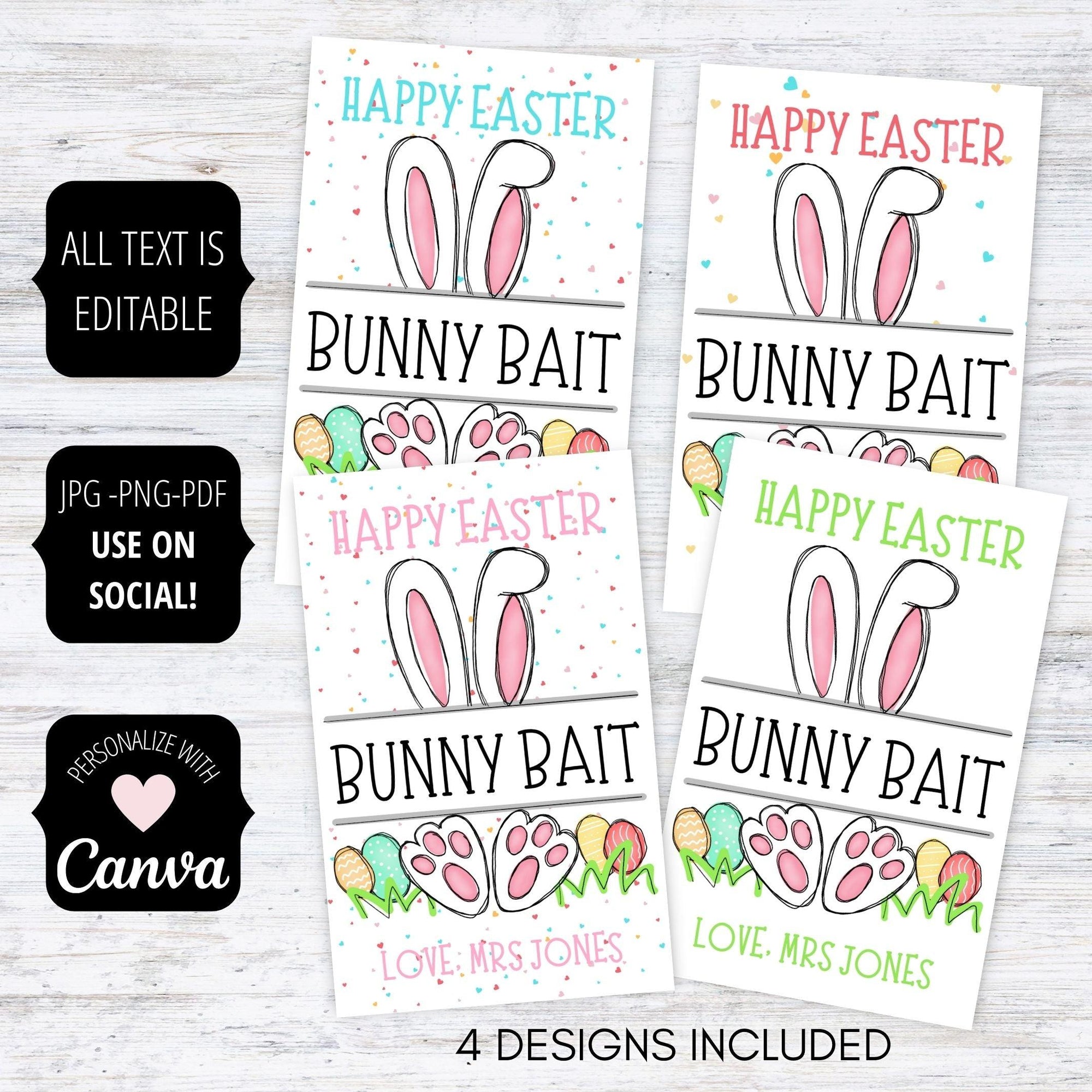 Bunny Bait Easter Gift Tag Template - Simple Desert Designs