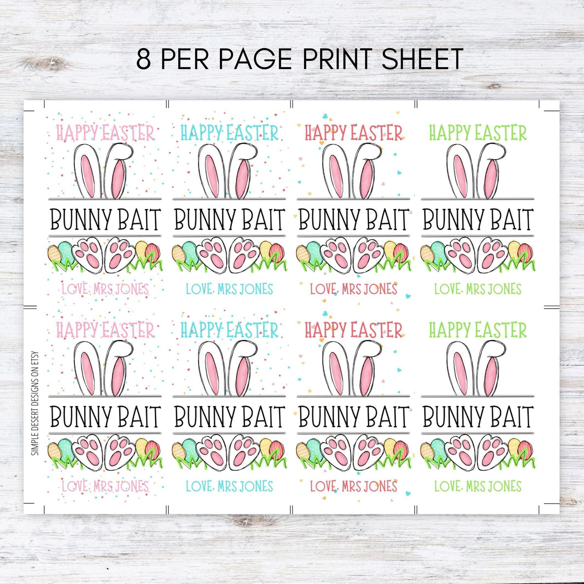 Bunny Bait Easter Gift Tag Template - Simple Desert Designs