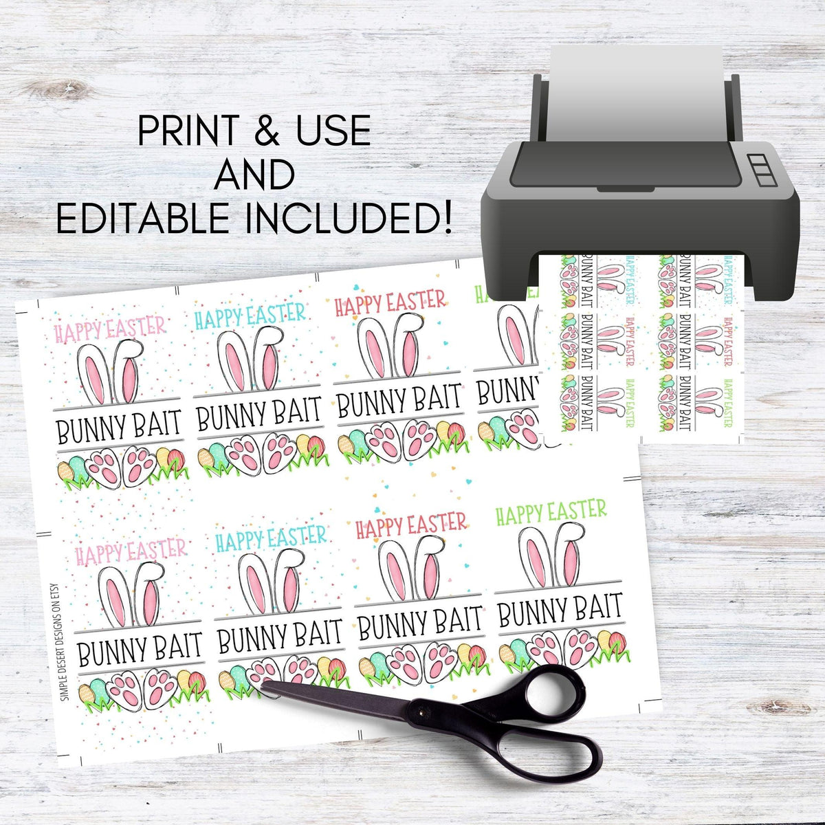 Bunny Bait Easter Gift Tag Template - Simple Desert Designs