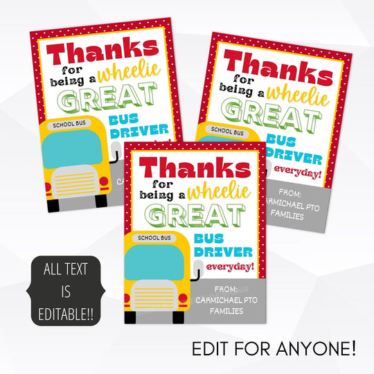 Bus Driver Appreciation Gift Card Tag – Simple Desert Designs