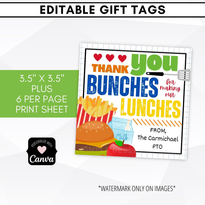 School Cafeteria Appreciation Tag Square – Simple Desert Designs