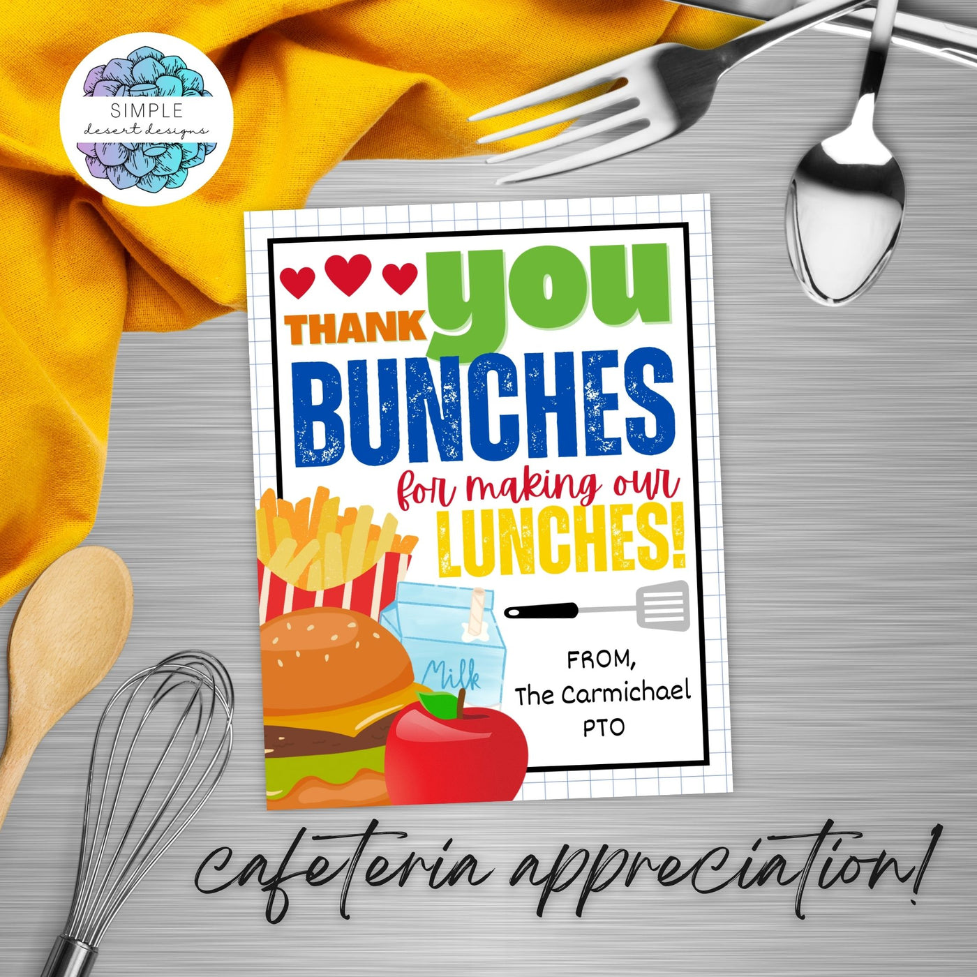 Cafeteria Appreciation Tag Template - Simple Desert Designs