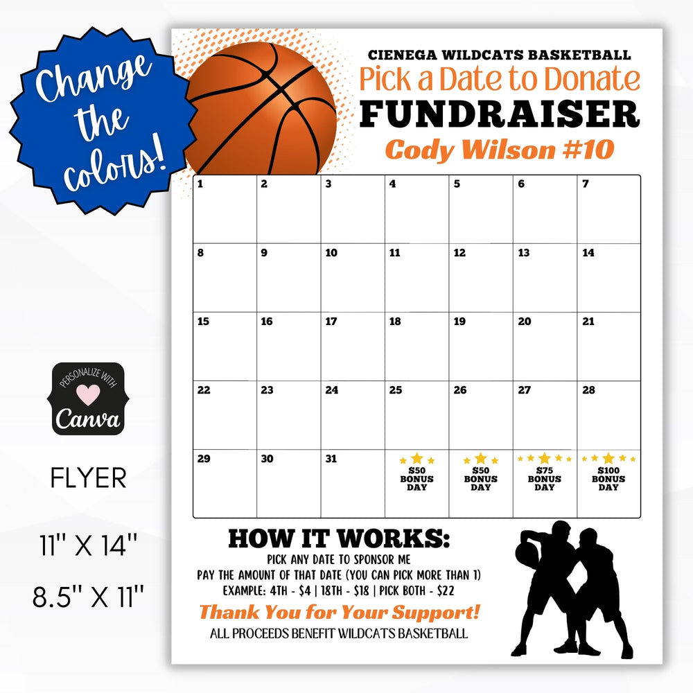 Basketball Calendar Fundraiser Template | Simple Desert Designs
