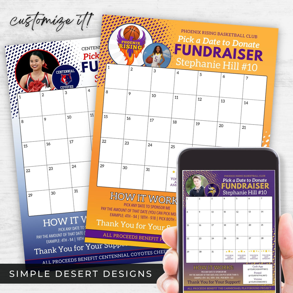 Sports Calendar Fundraiser Template - Simple Desert Designs