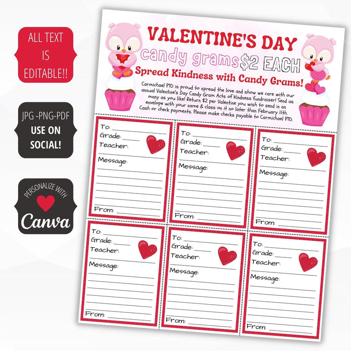 Candy Grams Fundraiser Valentines | Simple Desert Designs
