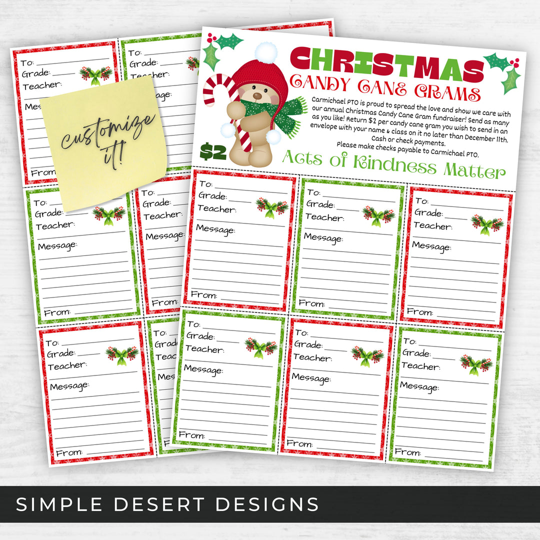Candy Cane Grams Fundraiser Sheet | Simple Desert Designs