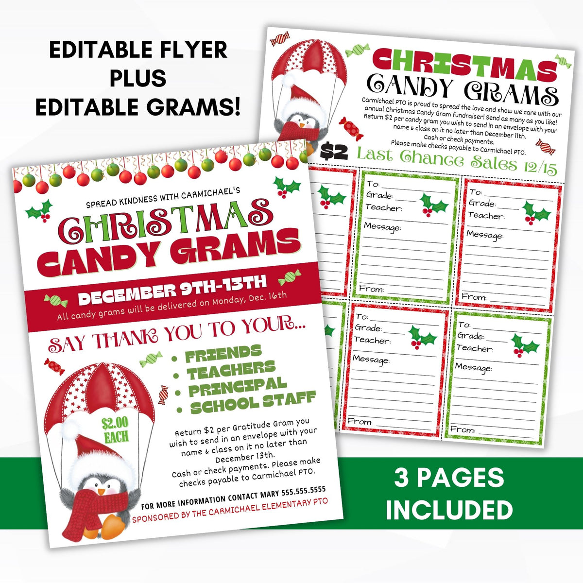Christmas Candy Gram Flyer Template - Simple Desert Designs