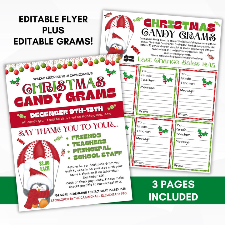 Christmas Candy Grams Fundraiser Flyers – Simple Desert Designs