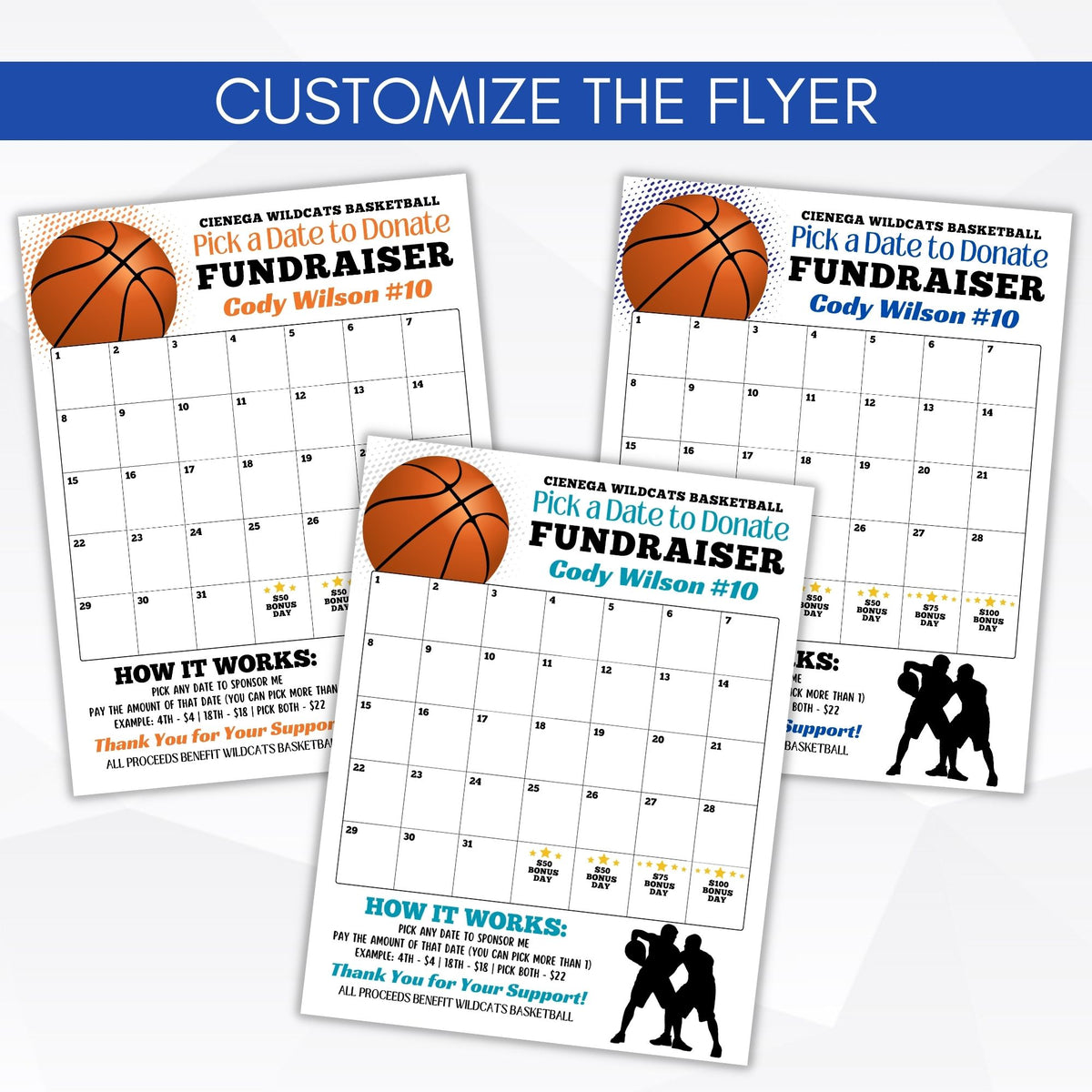 Basketball Calendar Fundraiser Template - Simple Desert Designs