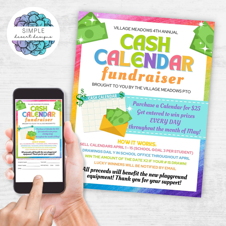 Cash Calendar Fundraiser Flyer Bundle – Simple Desert Designs