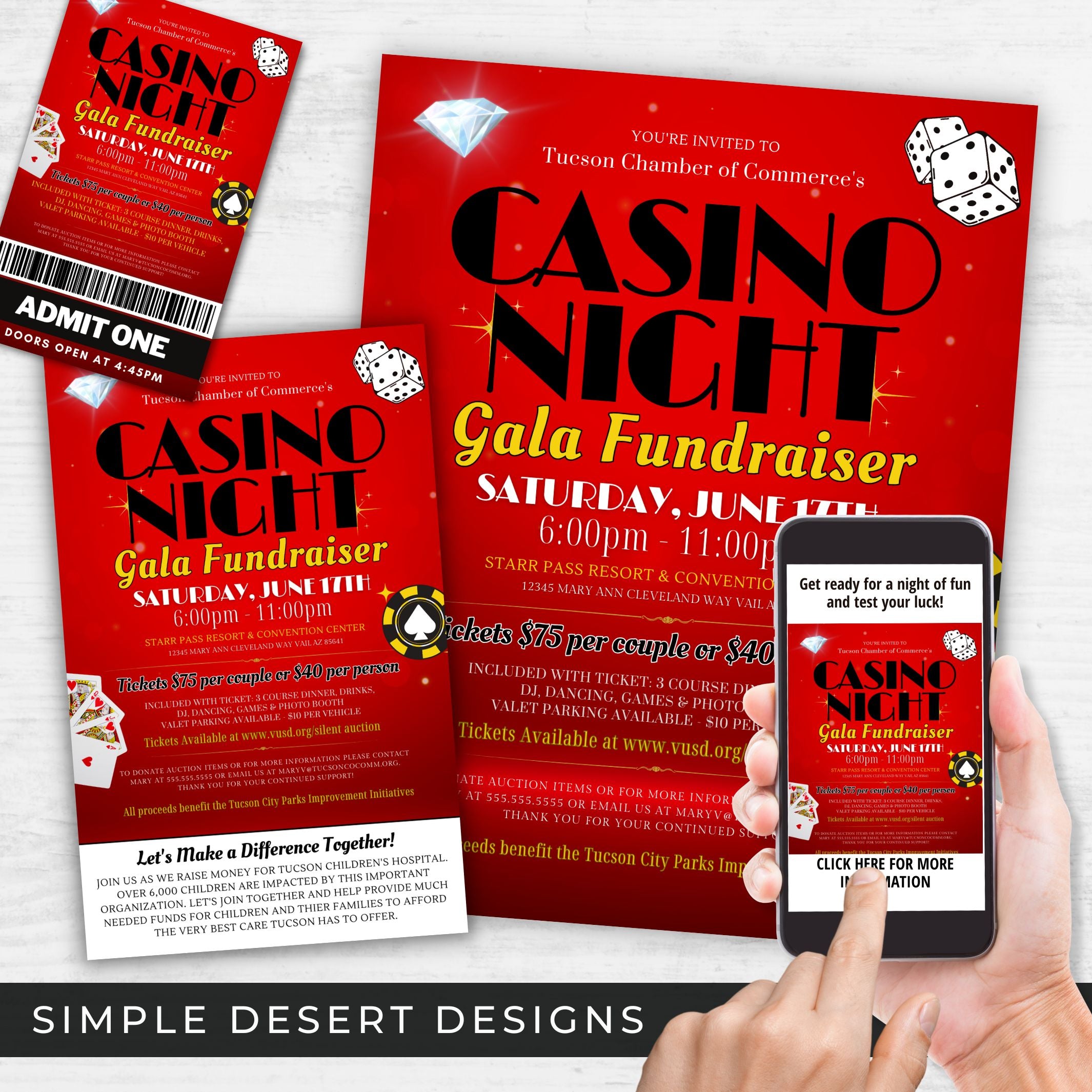 Casino Night Event Flyer Bundle – Simple Desert Designs